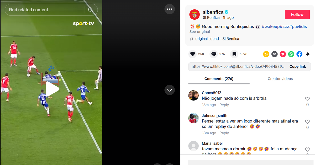 Benfica arrasa Nehuén Pérez com 'meme' no segundo golo de Pavlidis | A Bola