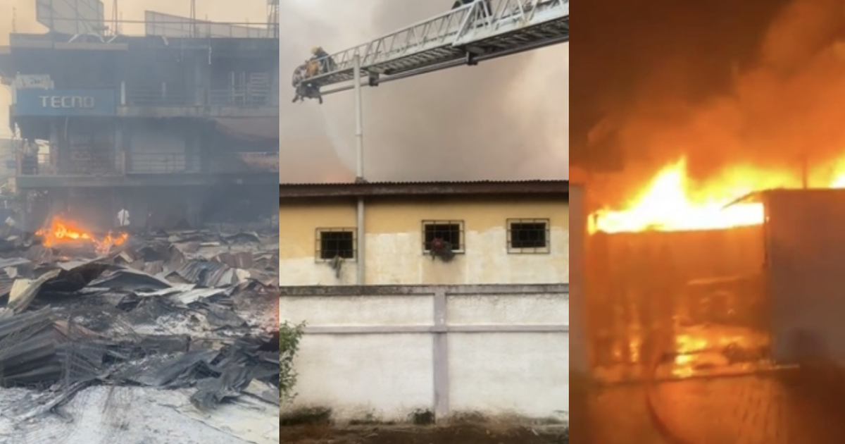 Fire outbreak at Kantamanto: Several shops razed down as GNFS fight ...