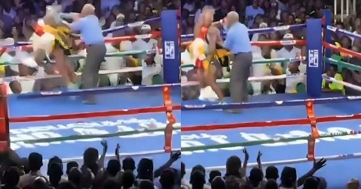 Angry Bukom boxer throws opponent outside the ring after taking heavy ...