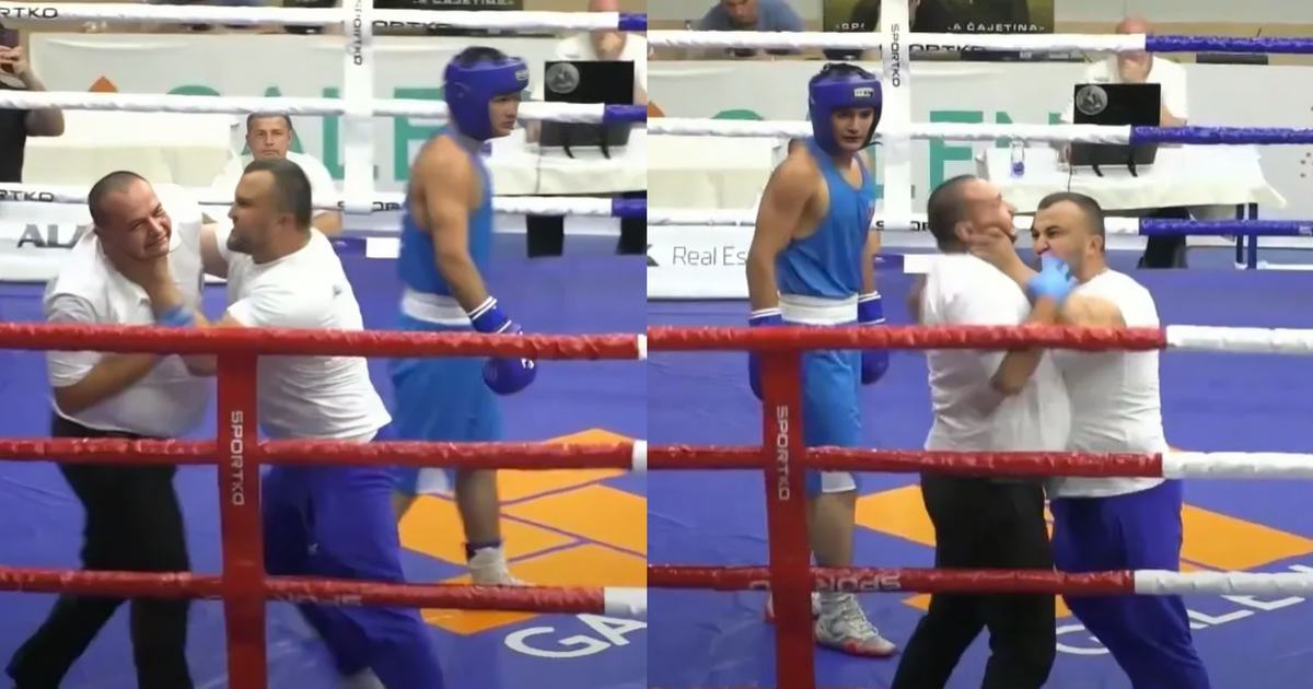 Boxing coach angrily storms ring, attacks referee during bout (Video ...