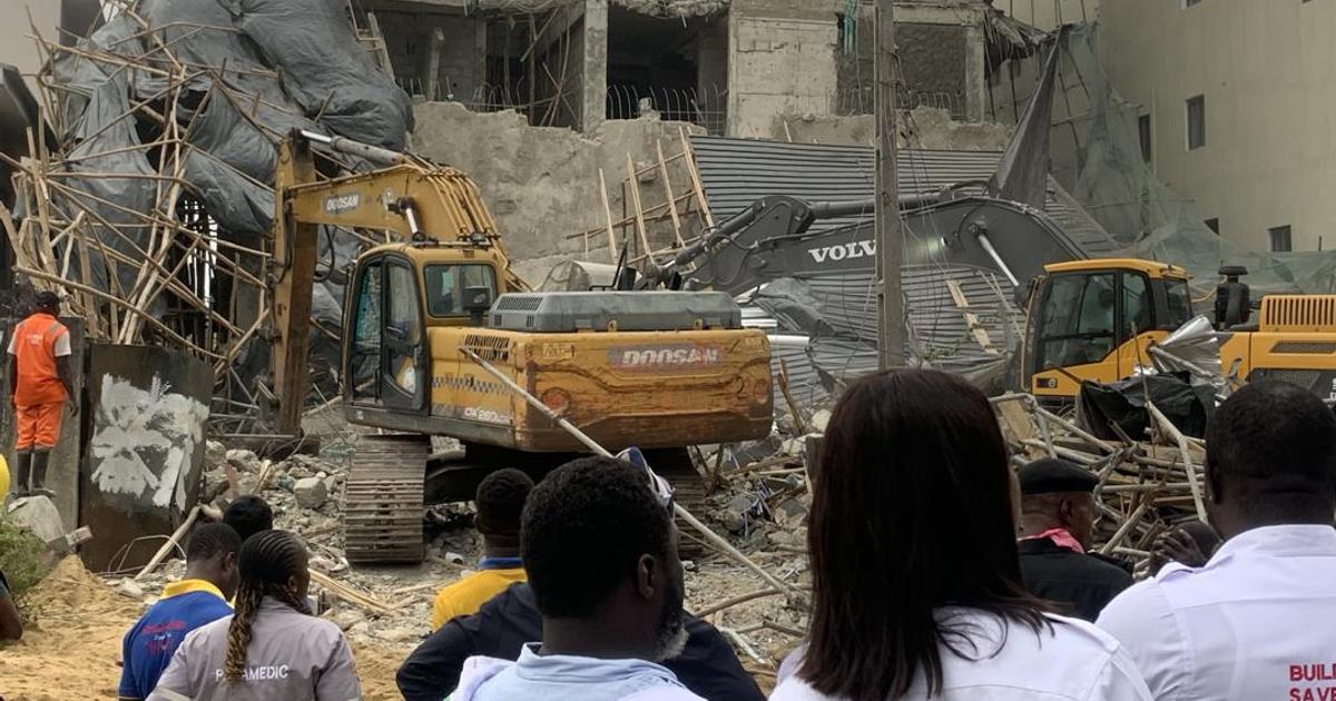 PHOTOS: 4-storey building under construction collapses in Lekki, 2 ...