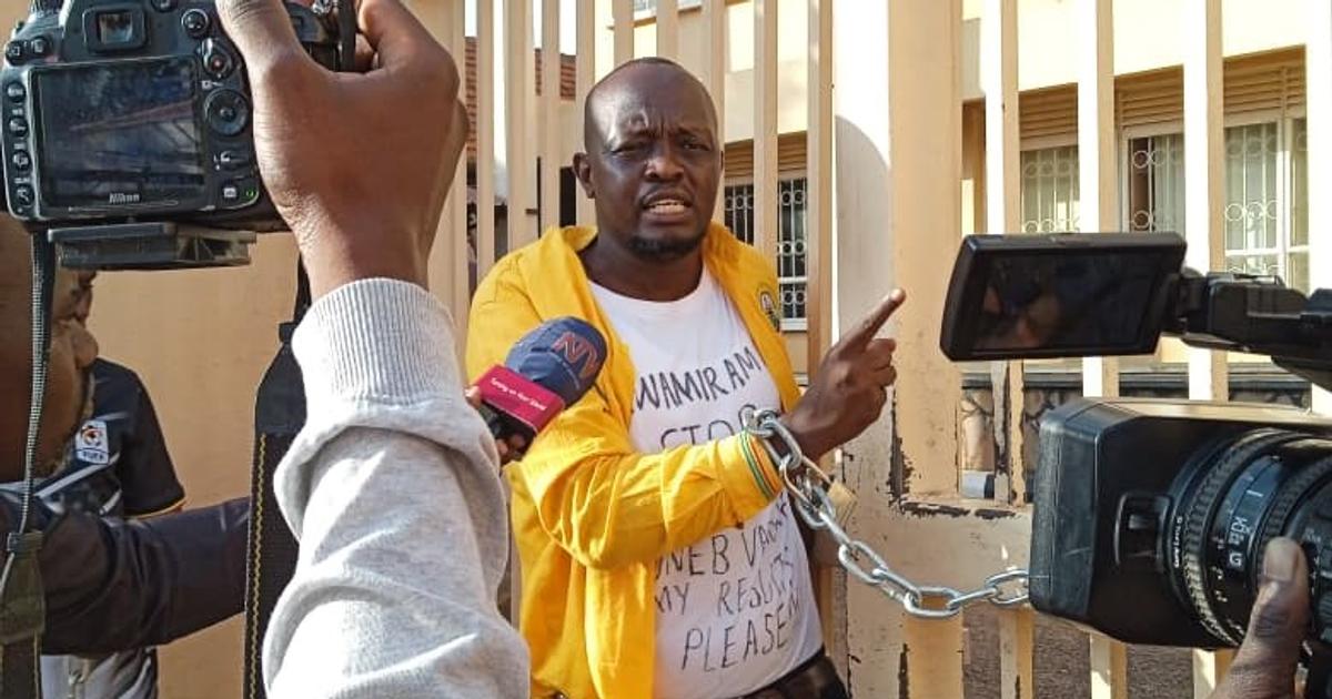 Drama as Isingiro MP aspirant chains self at UNEB offices | Pulse Uganda