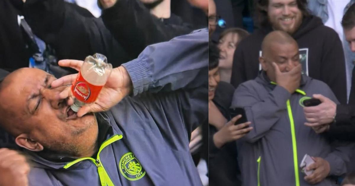 WATCH: Man City Fan Caught Pulling ‘Drinking Arsenal’ Stunt Breaks ...