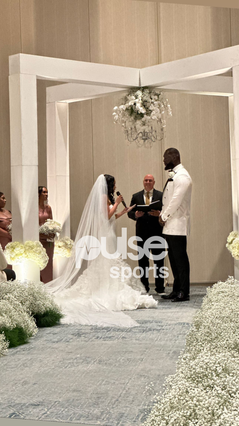 WWE superstars turn up as Nigerian giant Omos weds longtime girlfriend ...