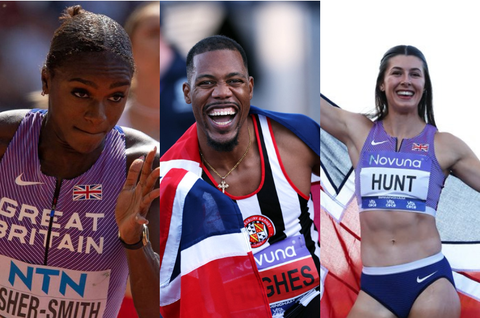 Zharnel Hughes, Dina Asher-Smith, and Amy Hunt dominate sprint events ...