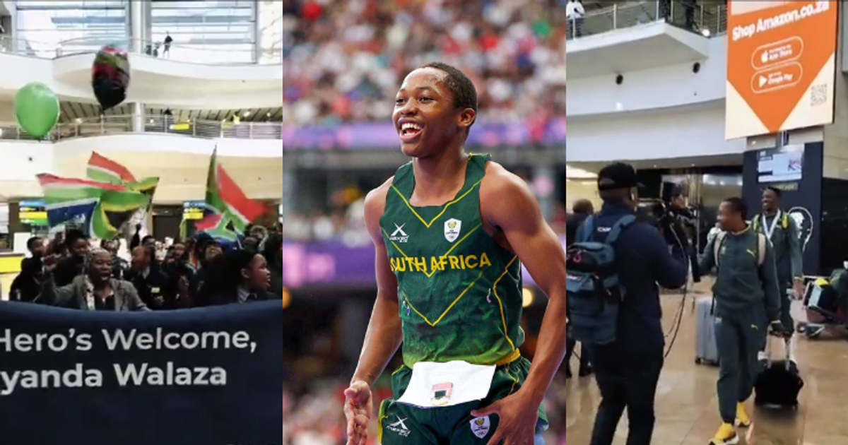 World's fastest teenager Bayanda Walaza arrives to a hero's welcome in ...