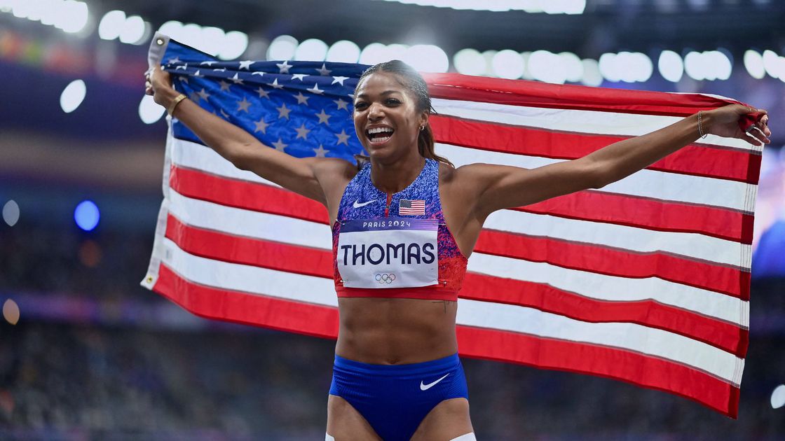 American sprinter Gabby Thomas reflects on iconic Athlos attire in ...