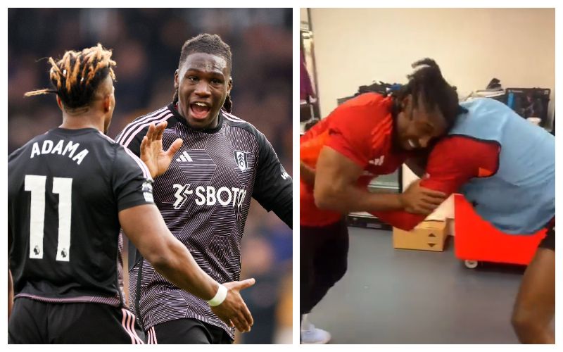 Calvin Bassey vs Adama Traoré - Iwobi referees wrestling fight between Fulham stars in dressing ...