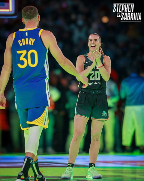 Steph Curry defeats Sabrina Ionescu in All-Star NBA vs WNBA 3-point ...