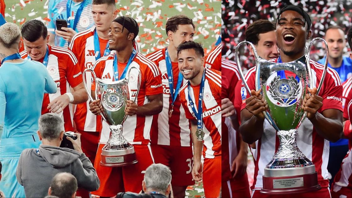 Super Eagles: Bruno Onyemaechi powers Olympiacos to Greek Cup triumph ...