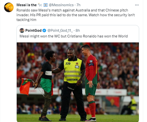 Messi vs Ronaldo: Reactions as pitch invaders take on football icons ...