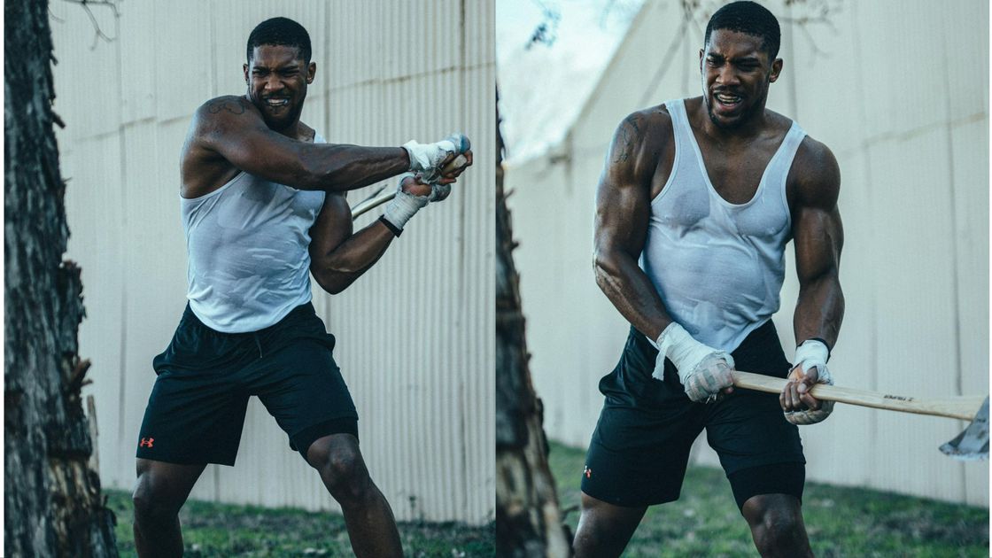Anthony Joshua shows off tree-cutting skills ahead of Jermaine Franklin ...