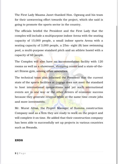 President Museveni endorses construction of state of the art indoor ...