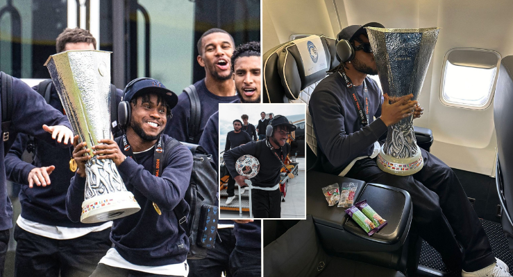 Ademola Lookman: Super Eagles star glues to EUROPA League trophy as he ...