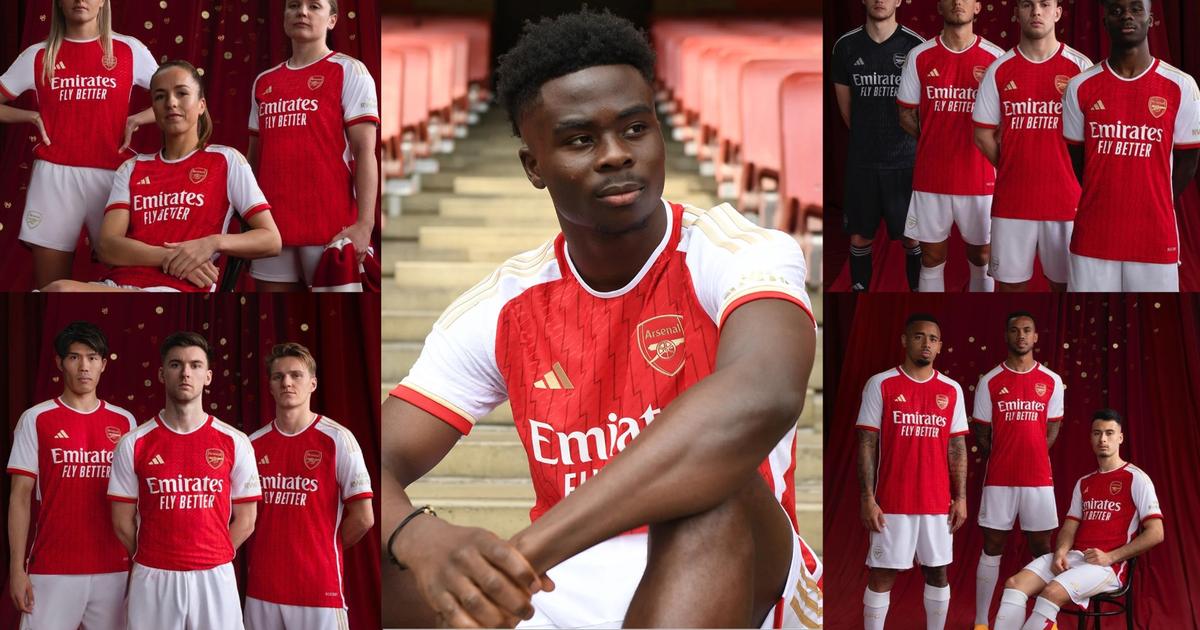 Arsenal star boy Bukayo Saka models new 'Invincibles' home kit for 2023 ...