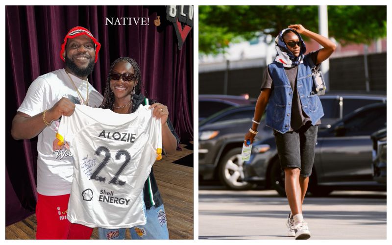 Michelle Alozie: Super Falcons star parties with Nigerian rapper ...