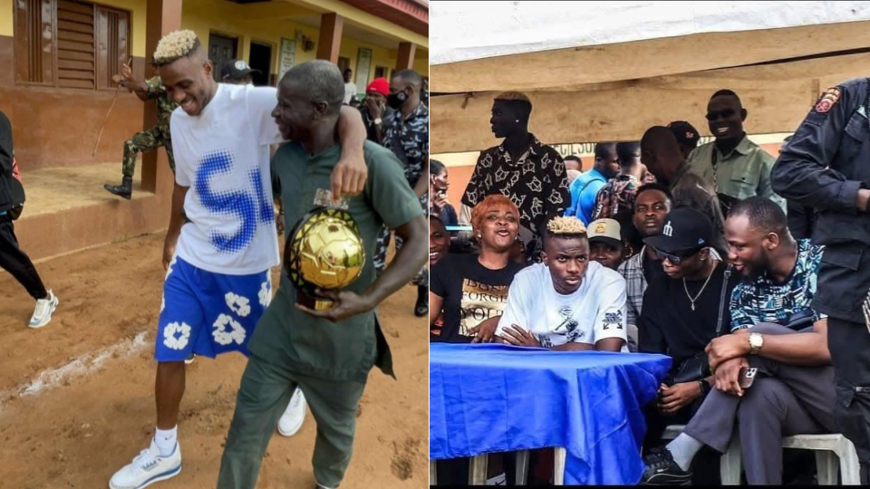 Report: Osimhen gives away bags of rice and 'keke marwa' in Lagos ...