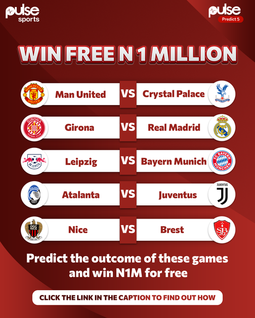 Pulse Sports prediction game: Enter your week 7 predictions for a chance to win ₦‎1 million ...