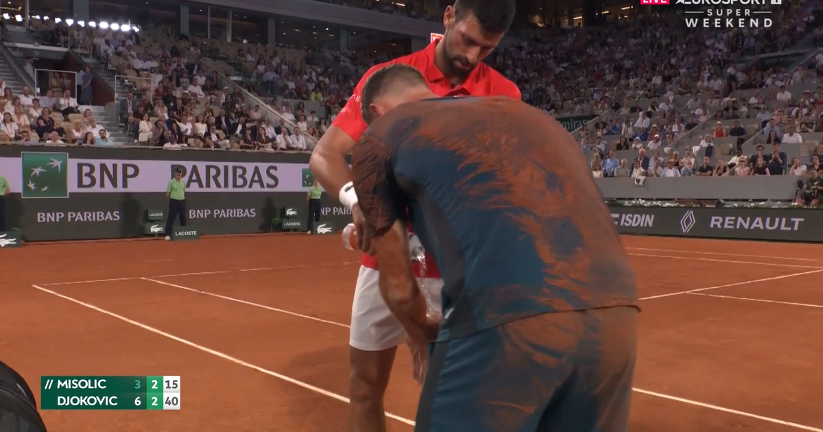 Filip Mišolić pao na leđa, Novak Đoković odmah pritrčao da mu pomogne ...