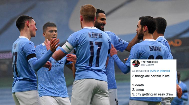 LOL! Engelse voetbalfans zijn eenvoudige lotingen ManCity helemaal beu ...