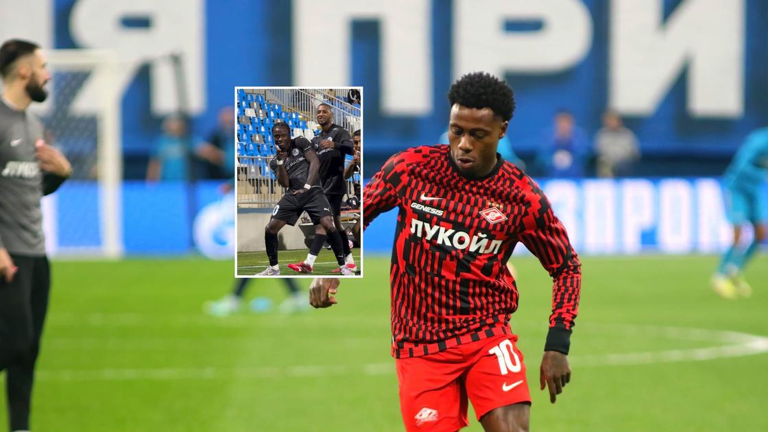 Scorende Quincy Promes viert zijn goal met allerlei dubieuze poses ...