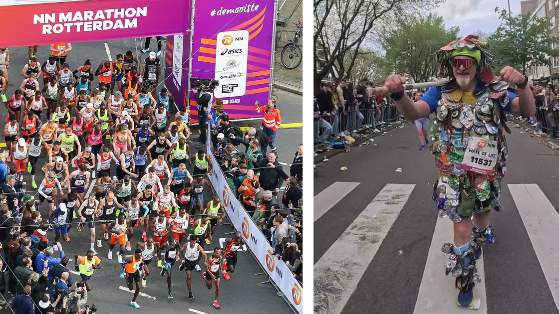 Paul loopt marathon in pak gemaakt van honderden blikjes: 'Tijd voor ...