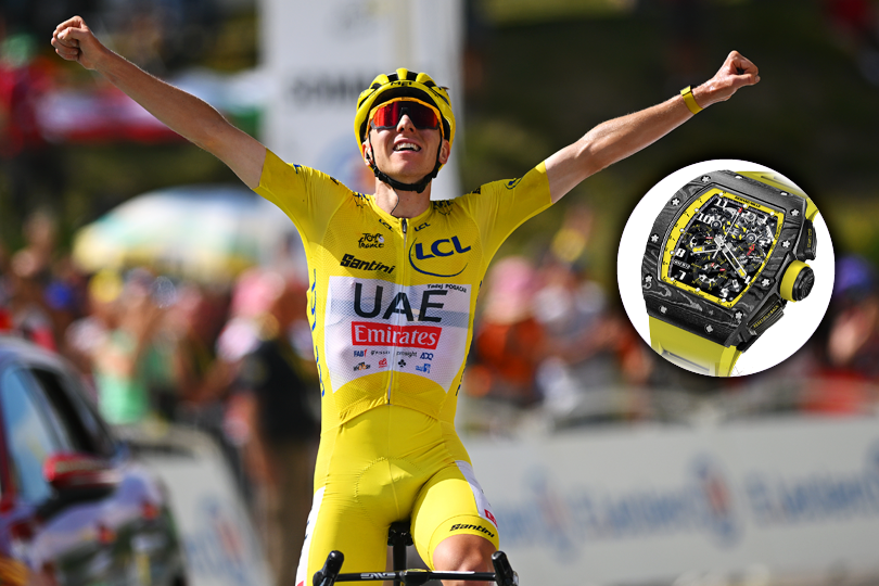 Tadej Pogacar fietste met dit peperduur horloge het record op Plateau ...