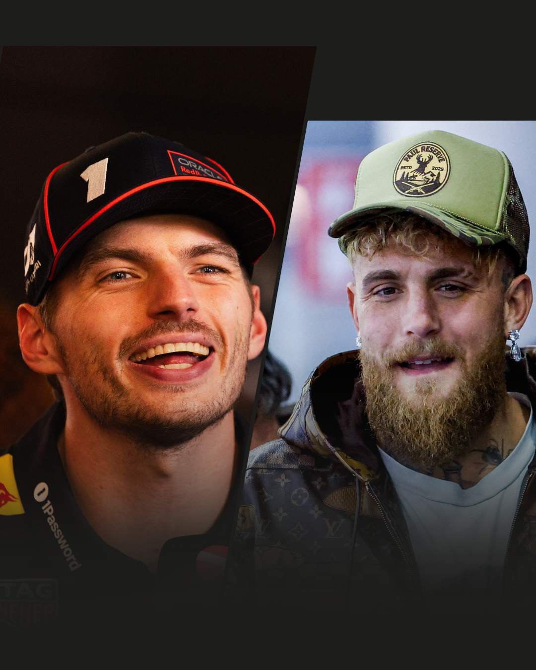 Max Verstappen en Jake Paul (verloofde Jutta Leerdam) staan in ...