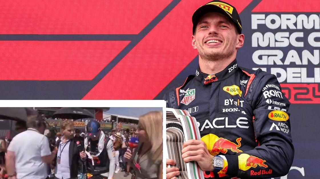 Viaplay-reporter wordt tijdens interview met Max Verstappen weggesleurd ...